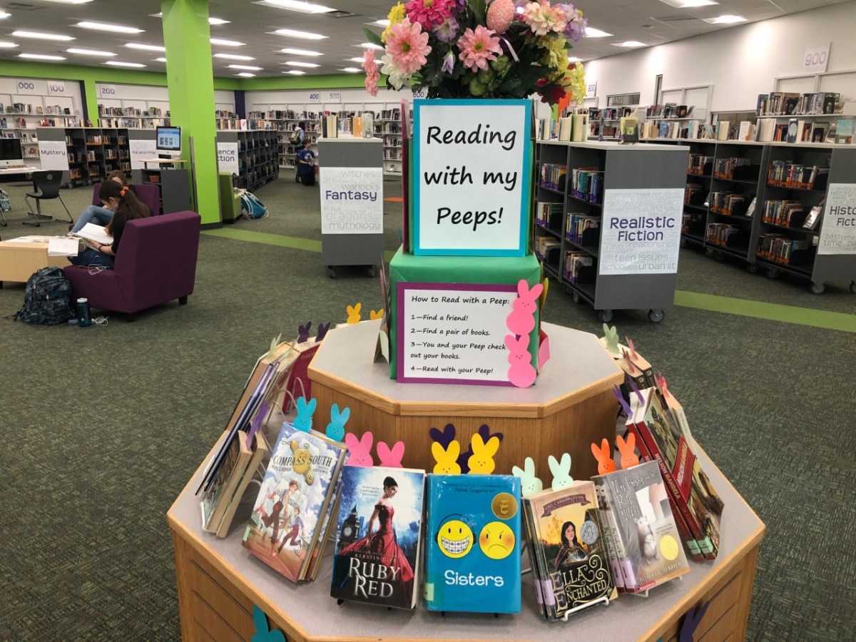 Reading with a Peep – School Library Displays